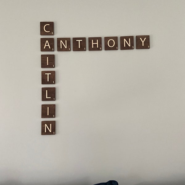 Scrabble Tiles Wall Art From Wood, Farmhouse Decor or Living Room Wall ...