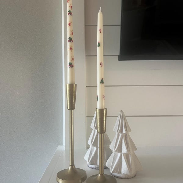 Handmade Set 4 Christmas Taper Candles & Taper Candles , Christmas Gift ...