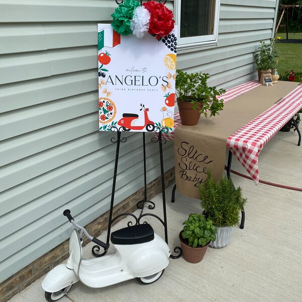 Italian Birthday Welcome Sign: Vespa, Pizza Party Decor (digital ...