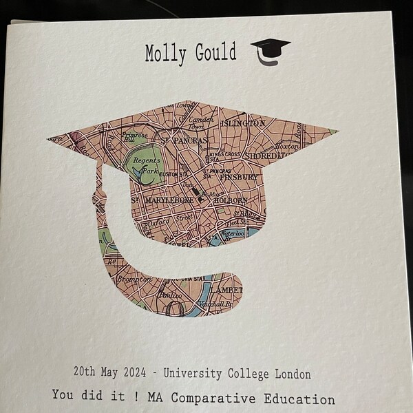 Graduation Map Card, Personalised Graduation Card, Graduated Card, UK ...