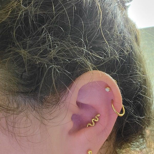 ASTM F136 Titanium Snake Conch Labret, Conch Earring, Conch Stud, Gold ...