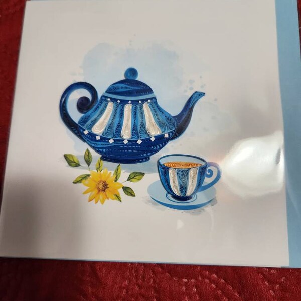 Tea Quilling Greeting Card, Handmade Greeting Card, Quilling Cards ...