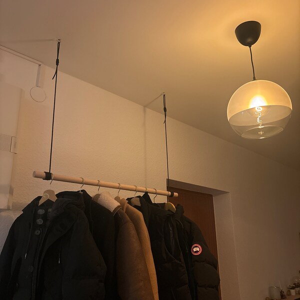 Hanging Wardrobe | Black Clothes Rail With Leather Strap | Hanging ...