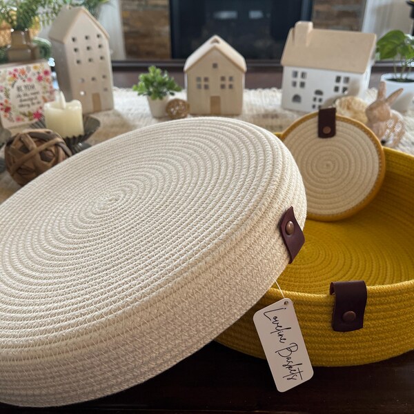 Rope Basket, Rope Tray, Tray, Wood Handles, Kitchen Basket, Wedding ...