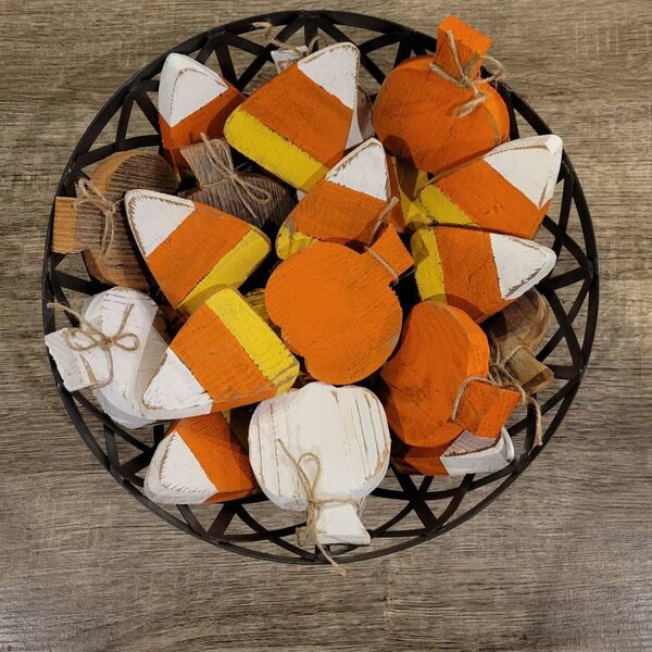 Wood Candy Corn, Fall Decor, Bowl Fillers, Tiered Tray Decor, Candy ...