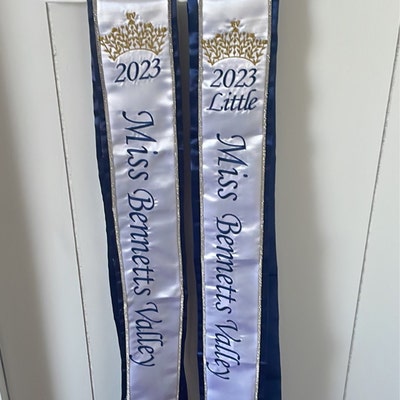 CUSTOM Embroidered Sashes Pageant/homecoming /bridal/birthday/college ...