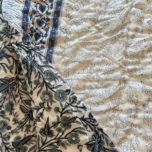 Indian Flat Bed Sheet Hand Block Print Bedspread Blanket Throw Home Decor Bedding Indian ...