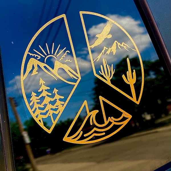 Peace Car Decal, Elemental Peace Symbol Car Decal, Earth Elements Car ...