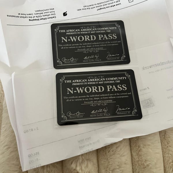 N-word Pass Novelty - Etsy