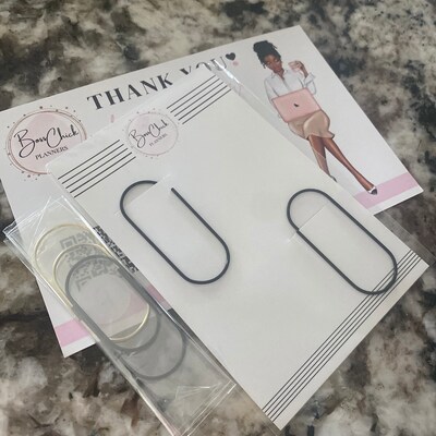 Extra Wide Jumbo Planner Paper Clips Large PAPERCLIP Black Rose Gold ...