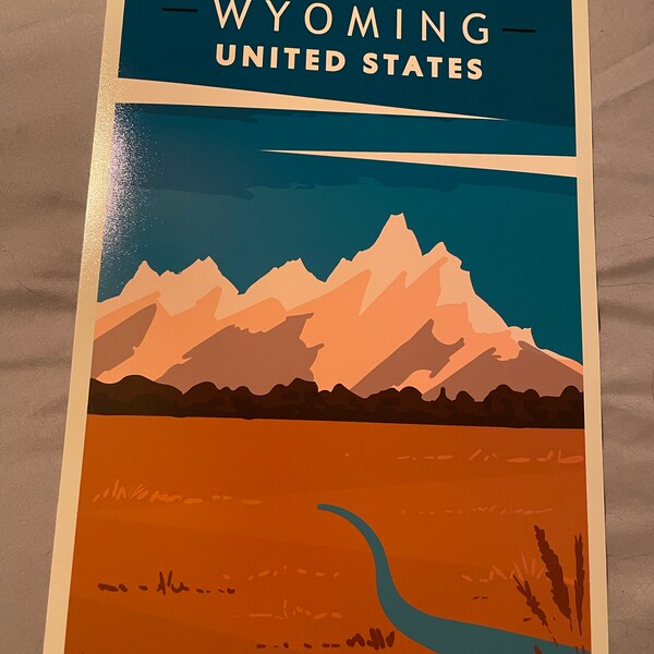 Retro Style Travel Poster, Wyoming Vintage Rustic Poster Print, Home ...
