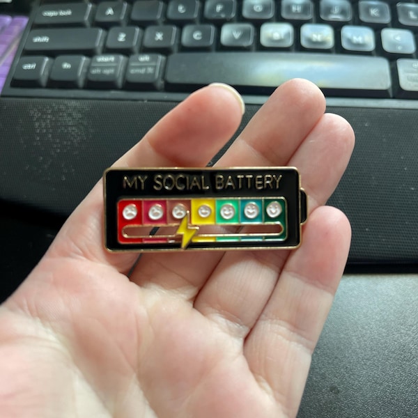 My Social Battery Sliding Pin- Black - Etsy