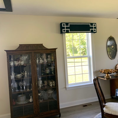Greek Key Valance Cornice Board Pelmet Box Window Treatment in Black ...