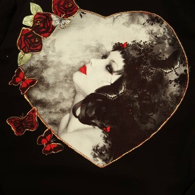 Gothic Butterfly Goddess, Black White and Red Unique Fabric Craft ...