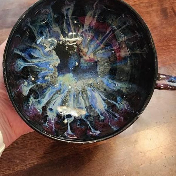 Pottery Chowder Bowl / 24 Oz Teal Swirl Soup Mug / Sally Schramm ...