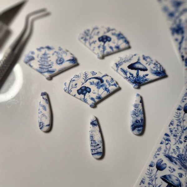 Polymer Clay Transfer Paper | Blue Line Florals | Polymer Clay Transfer ...