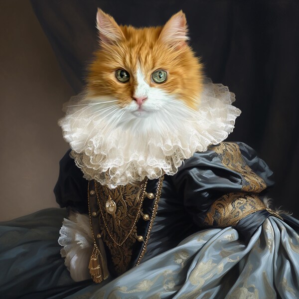 Custom Royal Cat Portrait, Renaissance Cat Painting, Pet Lovers Gift ...