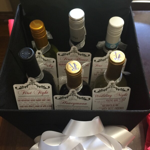 Year of Firsts Wine Tag Set for Bridal Shower Wine Basket Gift, Wine ...