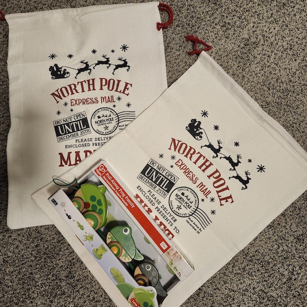 North Pole Santa Sack, Presents Bag, Christmas Gift Sack, Personalized ...
