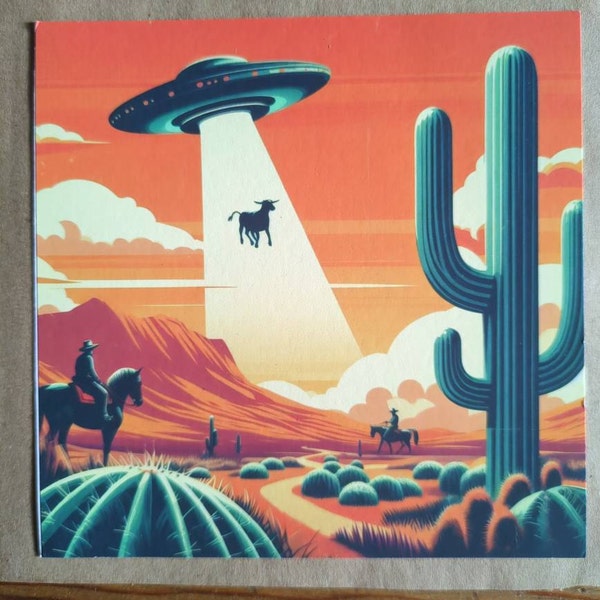 UFO Art, Retro Sci-fi Art, Vintage 1950's Inspired - Space Cowboy ...