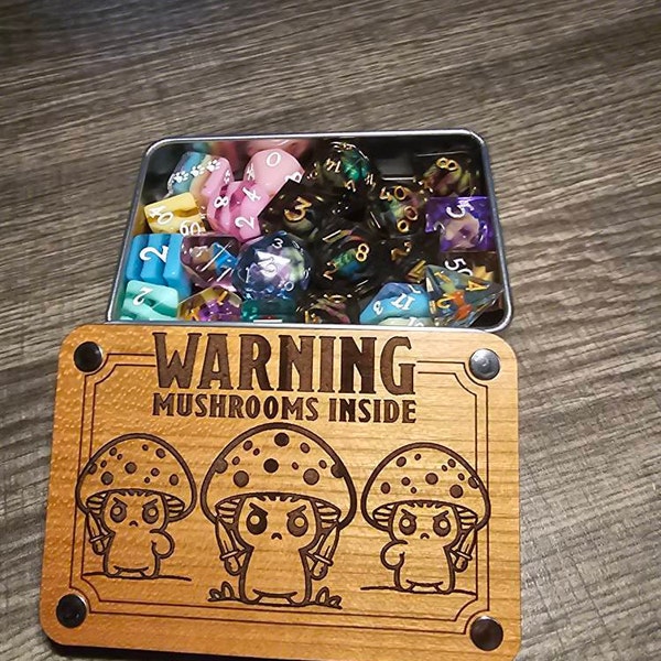 Mushroom Dice Vault and Multicolored Mushroom Dice Set, Dice Set ...