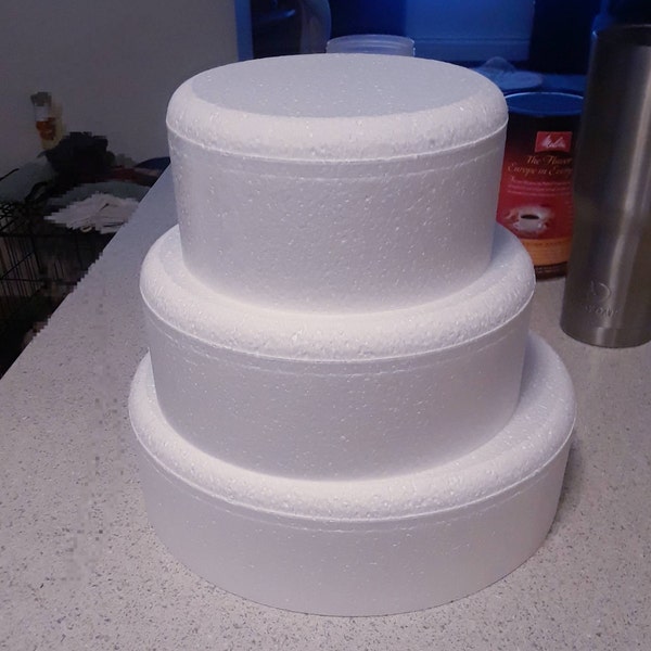3 Pc Round Cake Dummy Set With Rounded Edges 3" Thick 6" 8" 10" EPS ...
