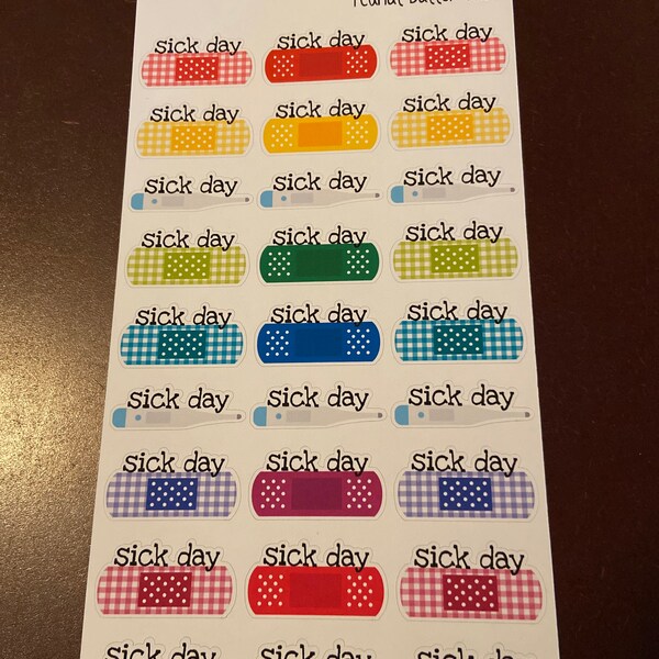Sick Day Planner Stickers - Band-aid Stickers - Thermometer Stickers ...