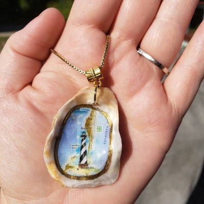 OUTER BANKS Map Oyster Shell Ornament Beach Vacation OBX Gifts Coastal ...