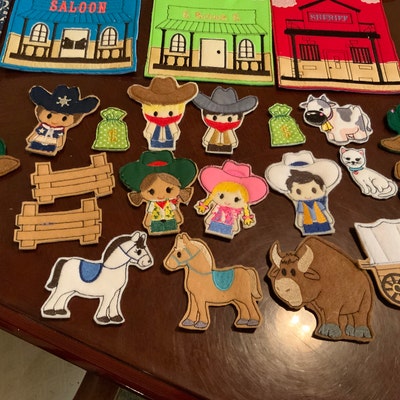 ITH Digital Embroidery Design Cowboy Finger Puppet Set With Busy Book ...