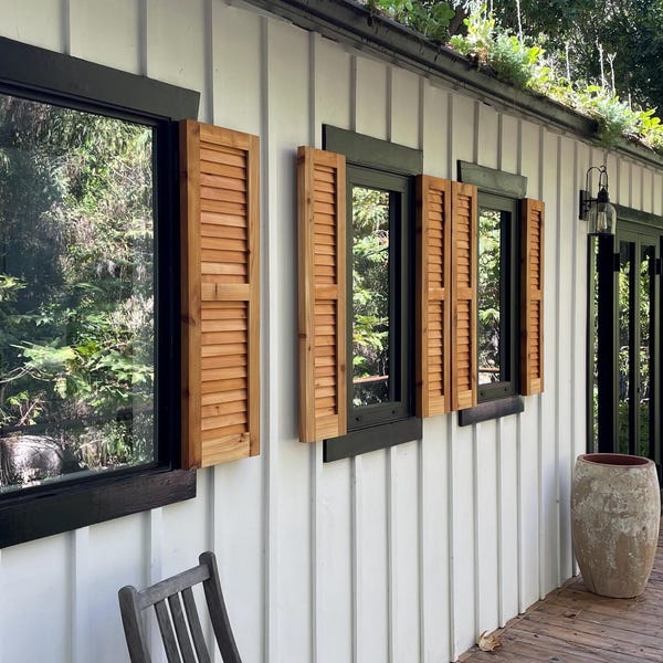 Home Exterior Louvered Window Shutters - Etsy