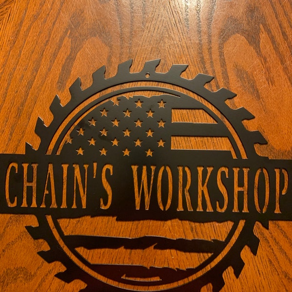 Custom American Flag Workshop Sign | Metal Shop Sign | Free Shipping ...
