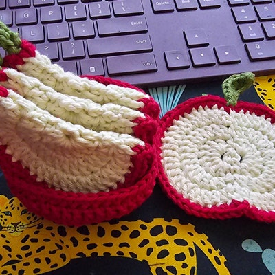 Apple Slices Coaster Set Crochet Pattern, PDF for Instant Download - Etsy