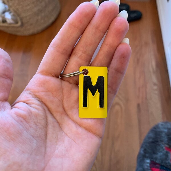 Vintage Metal Letter M Sign Name Initial M Keychain Letter Tag ...