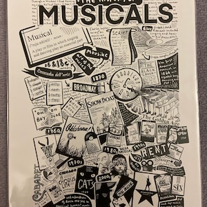 The History of Musicals Illustrated Print - Broadway Musical Theatre ...