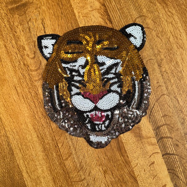 Tiger Head Sequined Applique Patch,paillette Patch,sequins Tiger Patch ...