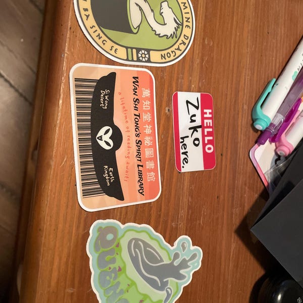 ATLA Vinyl Sticker Pack 3.5x Jasmine-dragon, Quenchy & Spirit Library ...