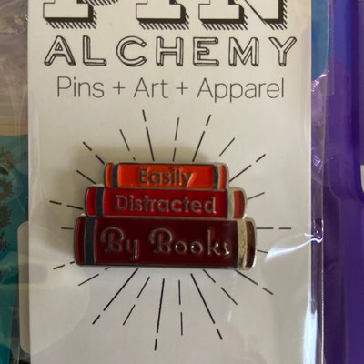 Book Pin Book Enamel Pin Easily Distracted by Books Lapel Pin Hat Pin ...