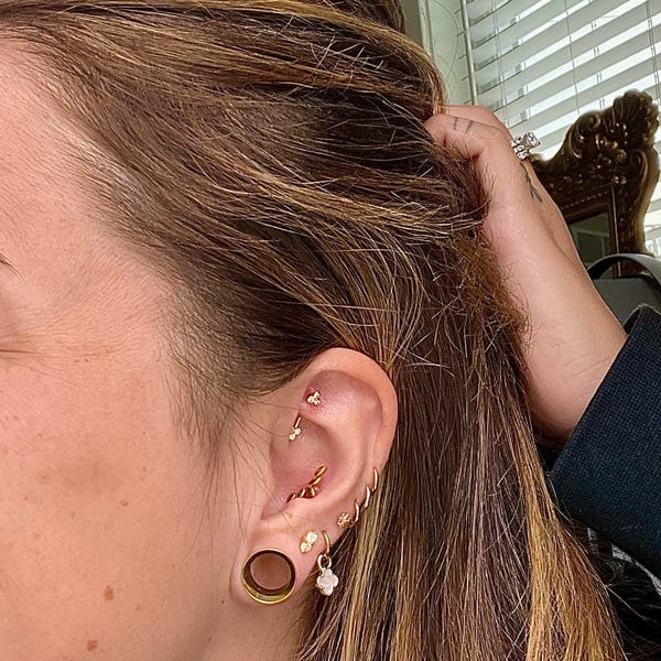 Triple Stack Conch Clicker, Gem Smooth Bead, G23 Titanium Conch, Gold Conch Hoop, Conch Earrings ...