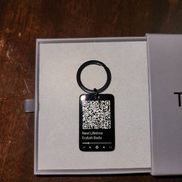 Music or Youtube QR Code, Custom Engraved, Song or Video Link Keyring ...