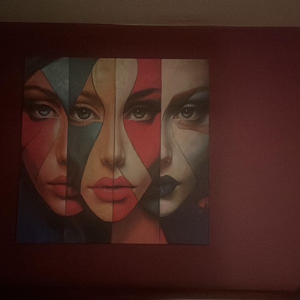 Large Canvas Painting of Big Fish, Wall Art Modern Design Colorful Carp ...