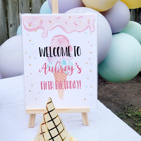 Editable Ice Cream Party Welcome Sign Ice Cream Birthday Welcome Ice ...