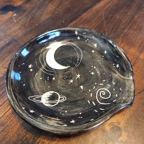Spoon Rest Black With Starry Night Design - Chef Cooking Utensil Chef ...