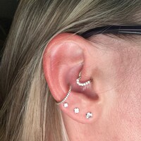 16G Solid Gold Heart Daith Earring 8mm CZ Cute Daith Jewelry Dainty 14k ...