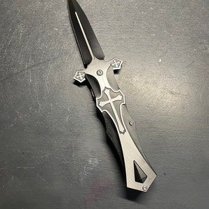 9 Pink Cross Cute Knife Spring Assisted Open Blade Folding Pocket Knife ...