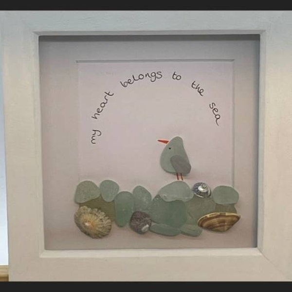 Cornish Sea Glass Art Frame Let the Sea Set You Free Coastal Scene ...
