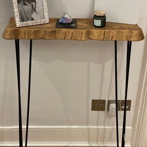 Live Edge Round Corners Console Table Hairpin Legs Wooden | Etsy UK