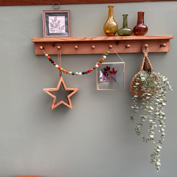 Shaker Peg Shelf Made From Solid Wood | Peg Rail | Peg Shelf | Coat ...