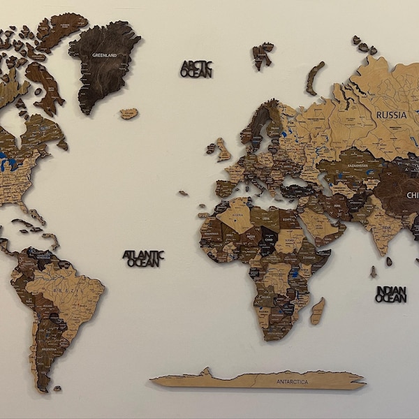 Large Wooden World Map With Countries, Wooden World Push Pin Travel Map ...