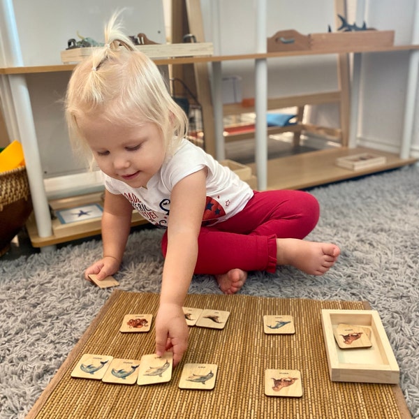 Wood Montessori Ocean Animals Matching Game/ Sea Creatures Animals ...