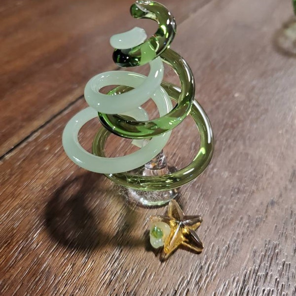 Handmade Blown Glass Christmas Tree,molten Glass Figurine, Small ...